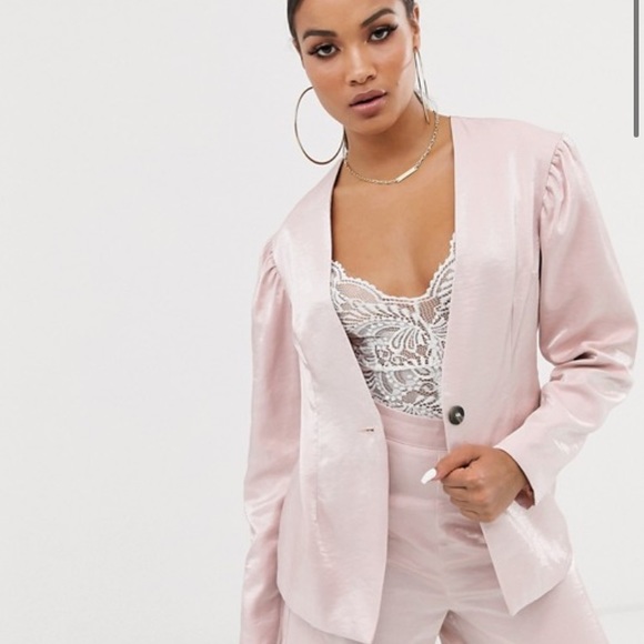 ASOS | Jackets & Coats | Asos Unique2 High Shine Pink Blazer Nwt | Poshmark